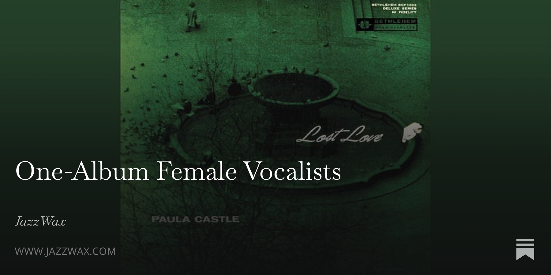One-Album Female Vocalists - by Marc Myers - JazzWax